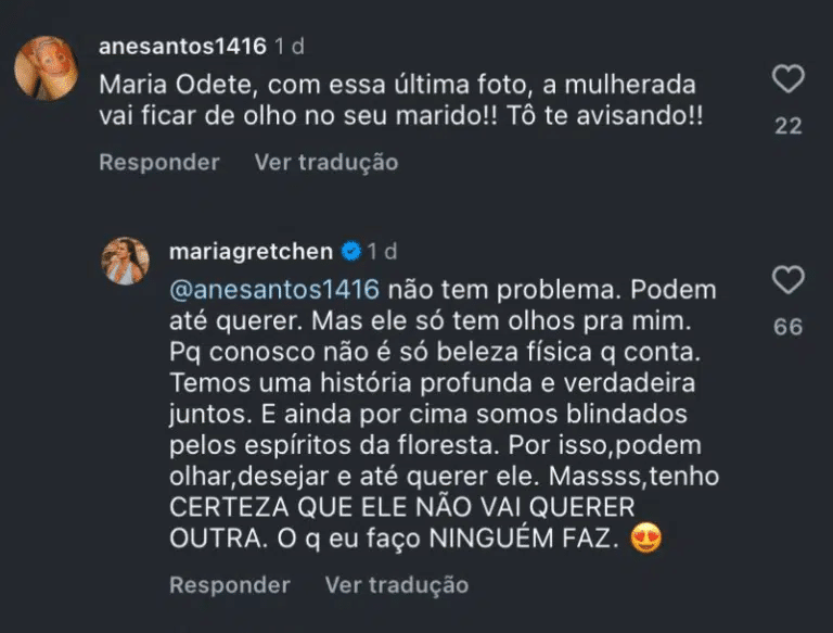 Gretchen fala em ‘espíritos da floresta’ ao defender marido após aviso ...
