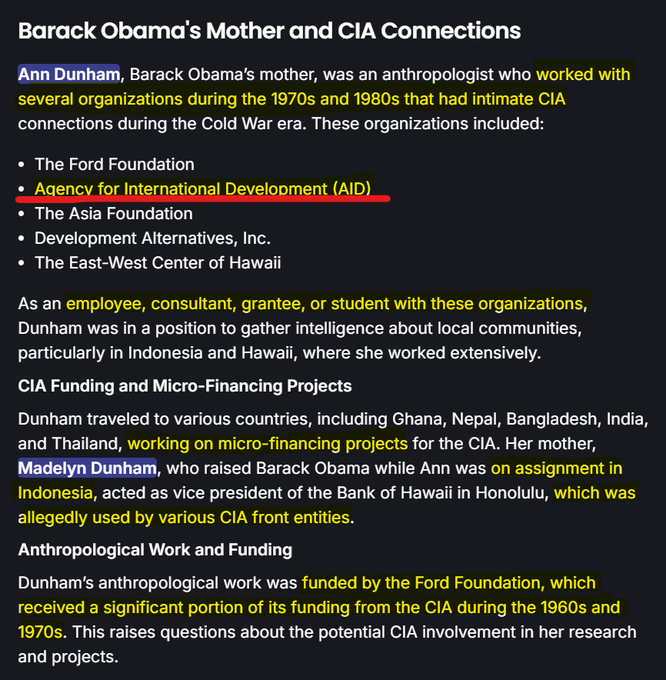 Revelado: Conexões da mãe de Obama com USAID e projetos financiados ...